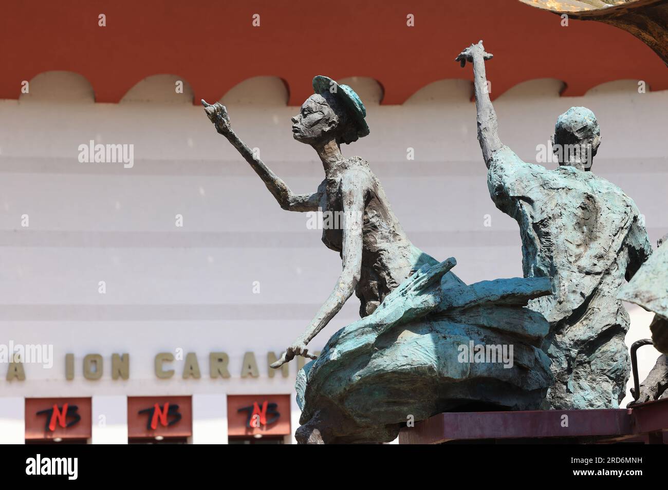 Statue in front of Bucharest's National Theatre, Caruta cu paiate, a ...