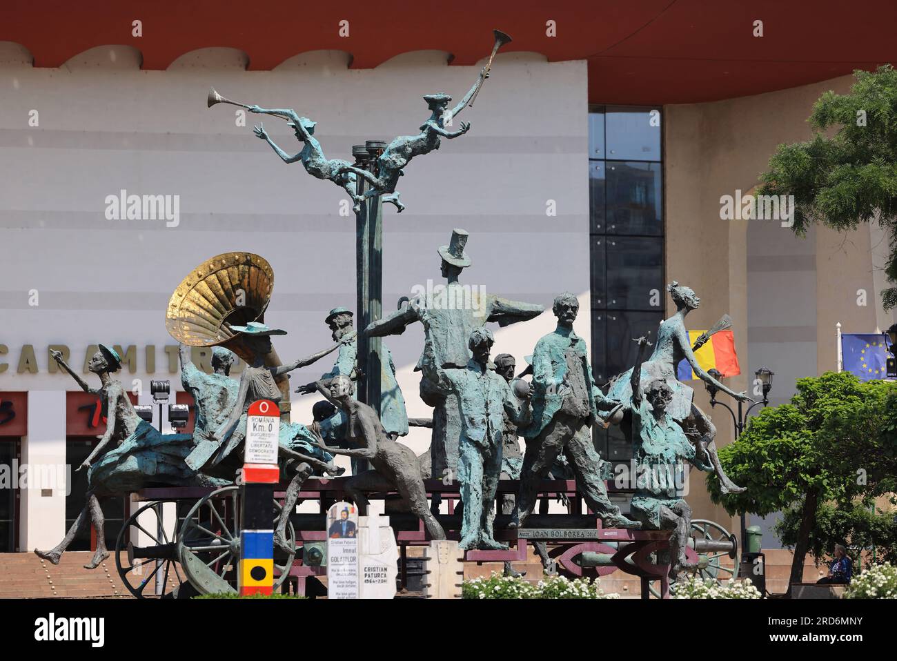 Statue in front of Bucharest's National Theatre, Caruta cu paiate, a ...