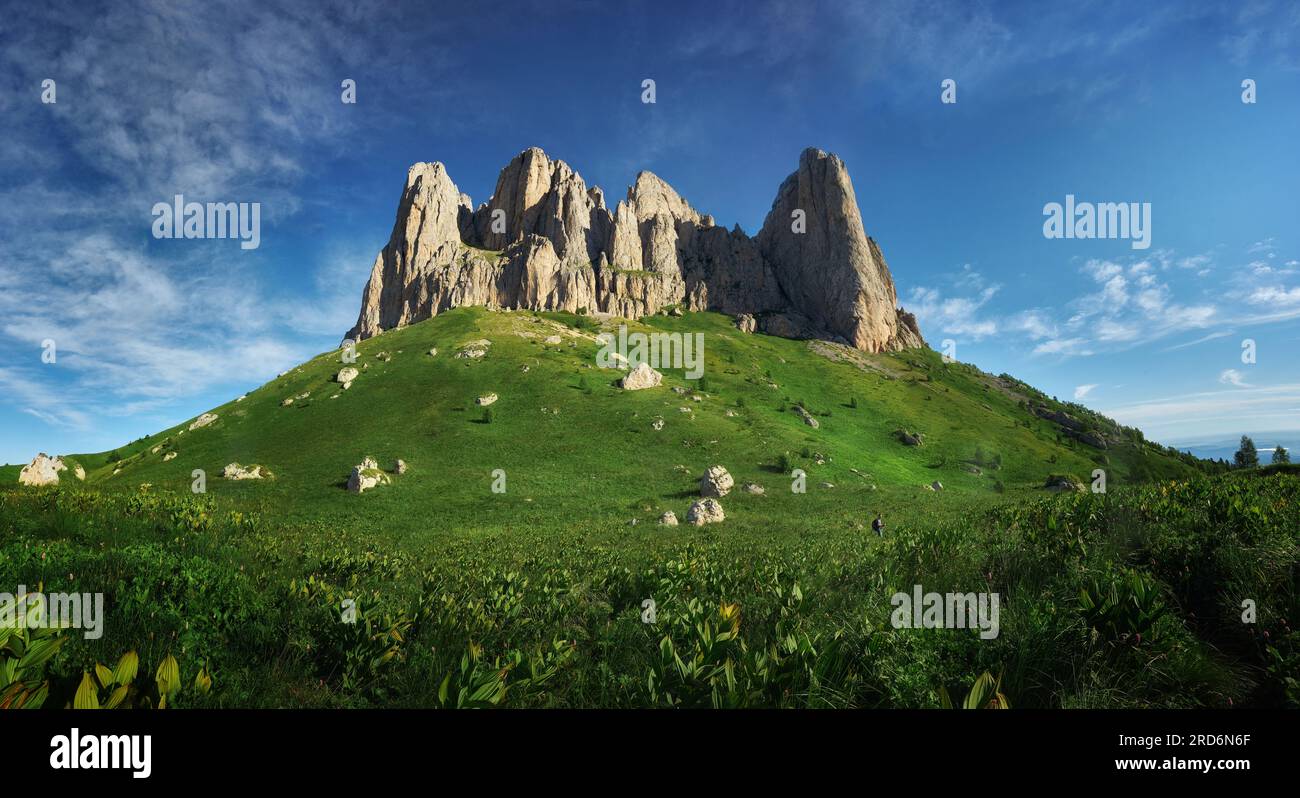 Panorama Big Thach mountain range. Summer landscape Mountain with rocky ...