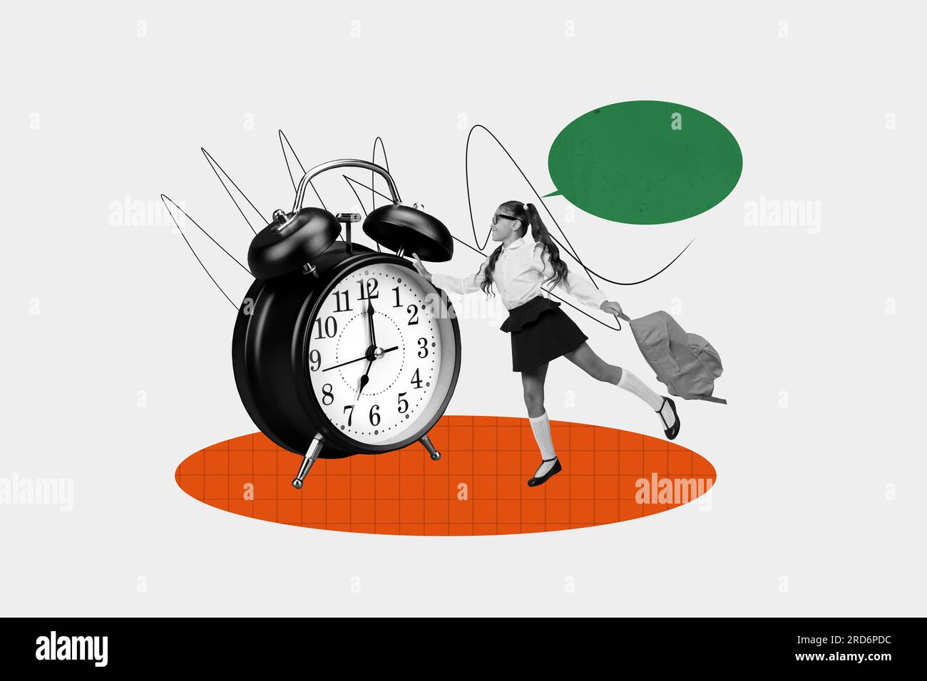 Collage creative artwork picture reminder huge oclock early morning ...