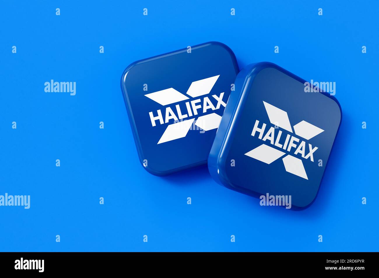 LONDON, UK - July 2023: Halifax bank blue and white company logo. 3D ...