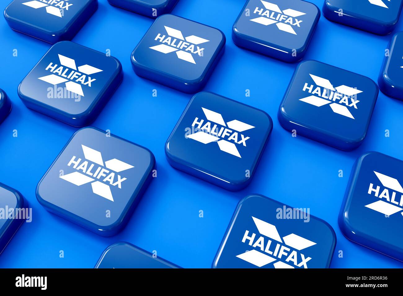 LONDON, UK - July 2023: Halifax bank blue and white company logo. 3D ...