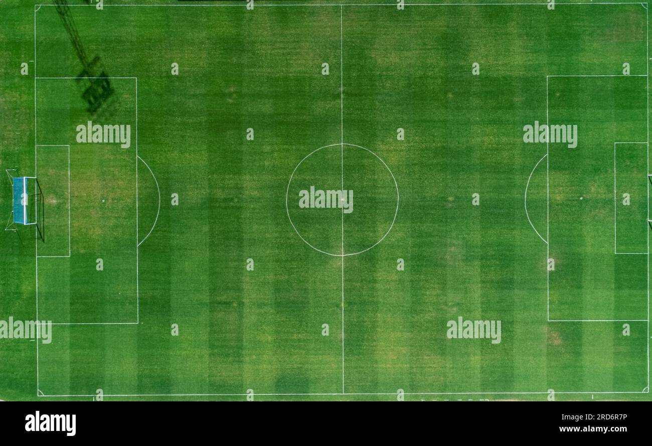 zenithal aerial view of a natural grass football field Stock Photo - Alamy