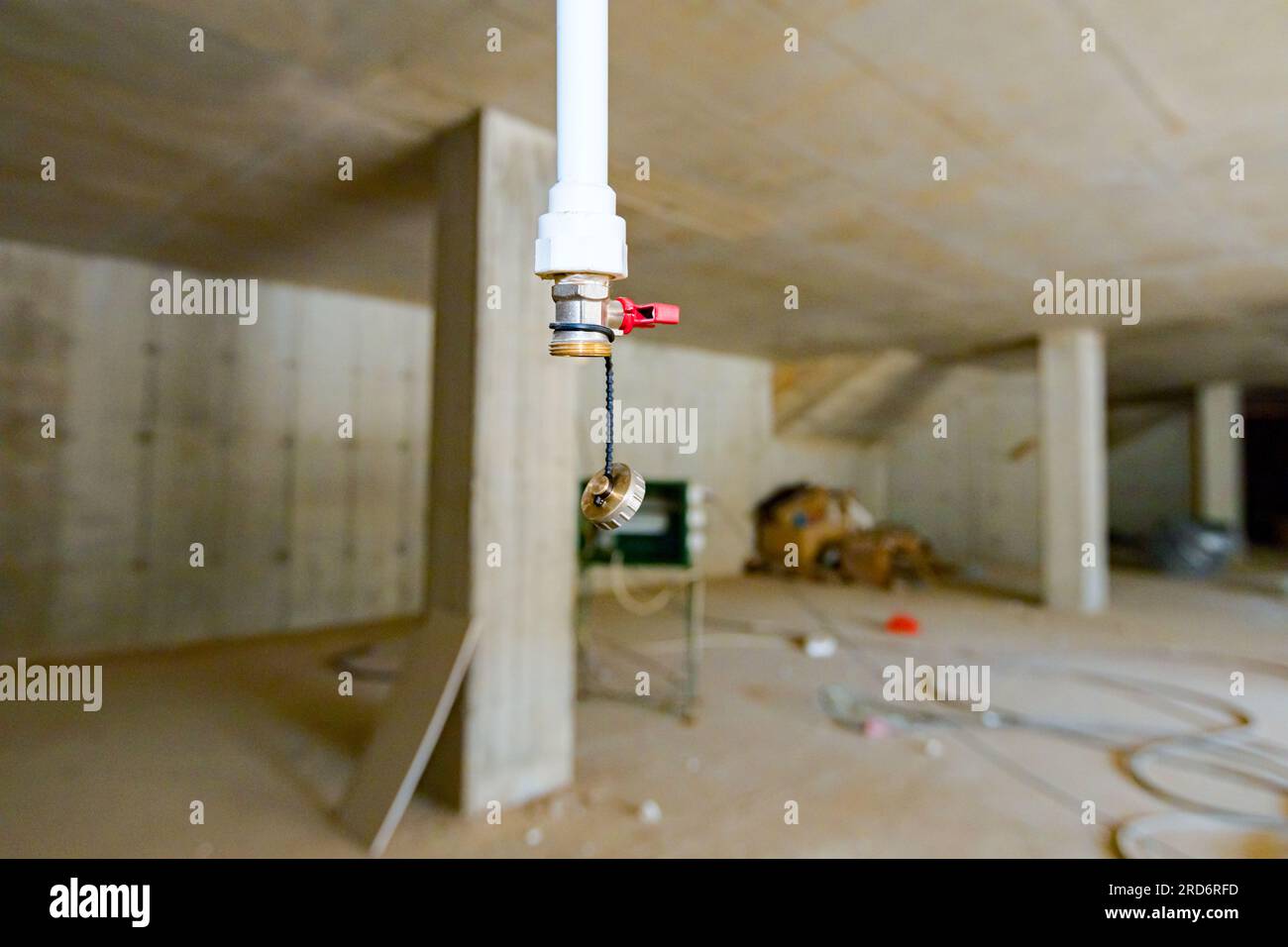 Close up detail of fire sprinkler as a part of an integrated water ...