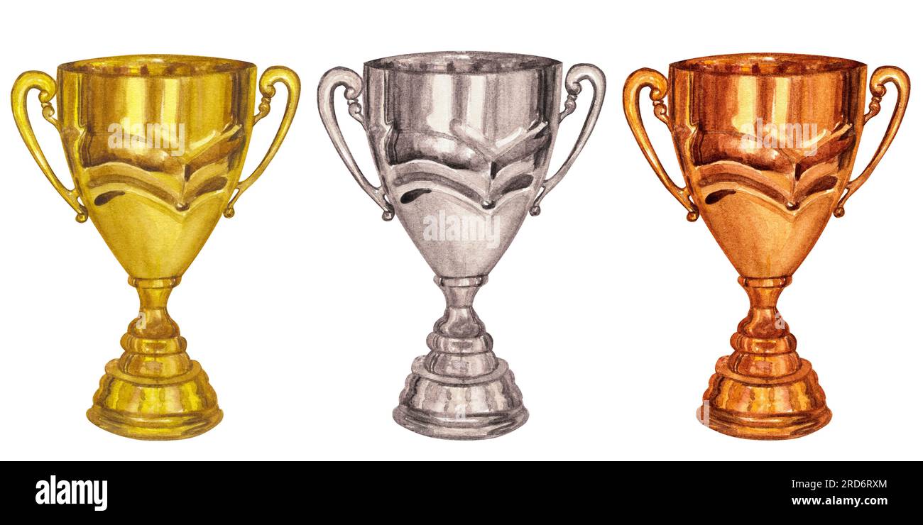 Gold Silver Bronze Trophy Png Trophy On Podium. Golden, Silver And