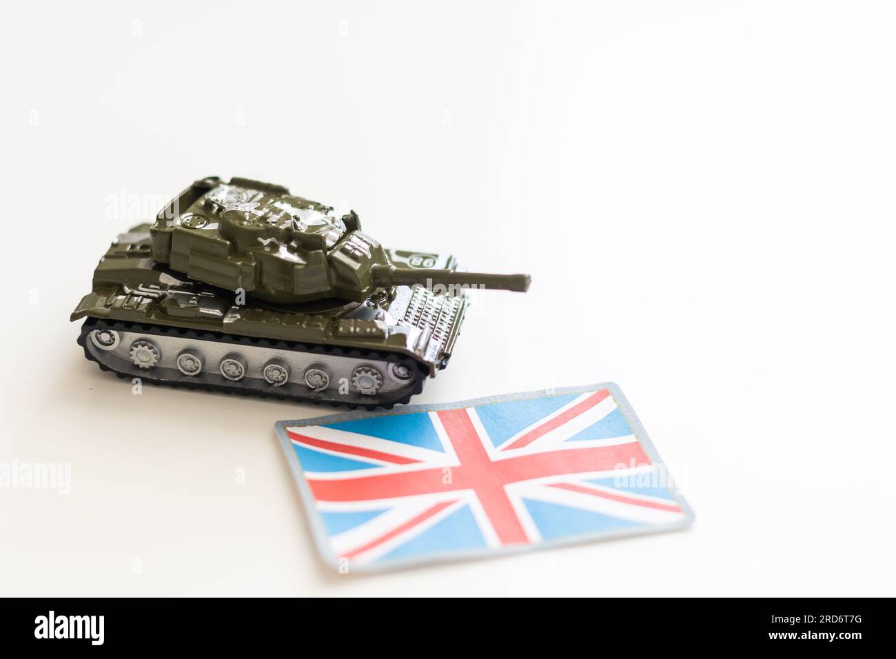 United Kingdom (UK) modern tank with not real design on the flag ...