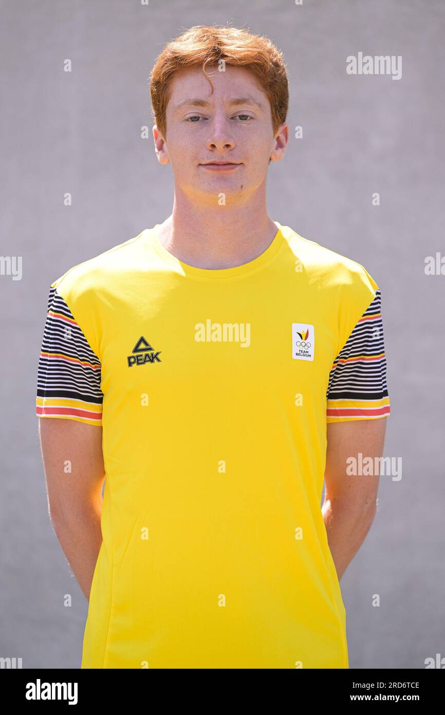 Gent, Belgium. 18th July, 2023. Belgian Athlete Enzo Legendre poses for ...