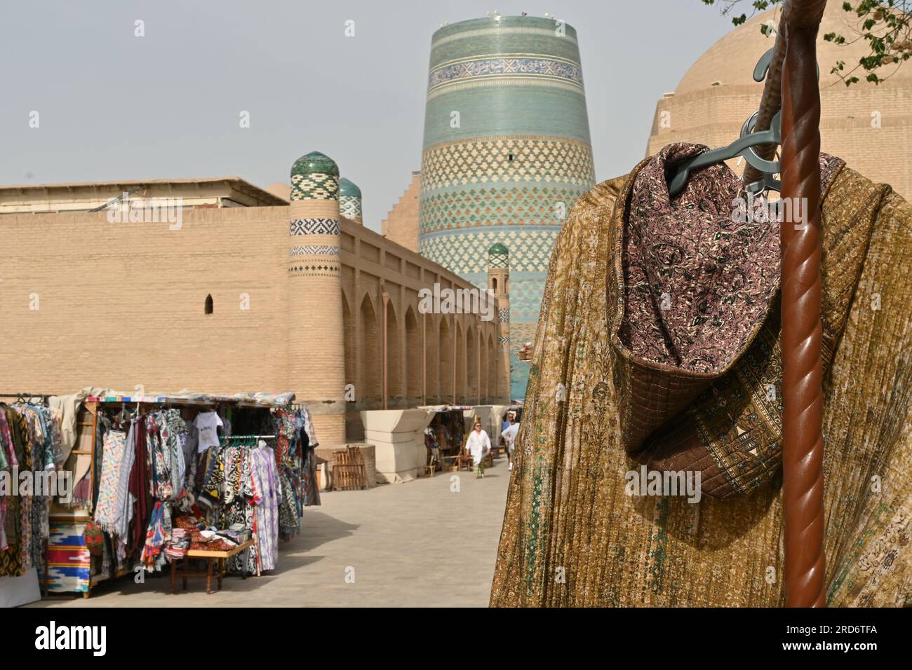 View of a traditional uzbek dress on the streets of Khiva, Uzbekistan ...