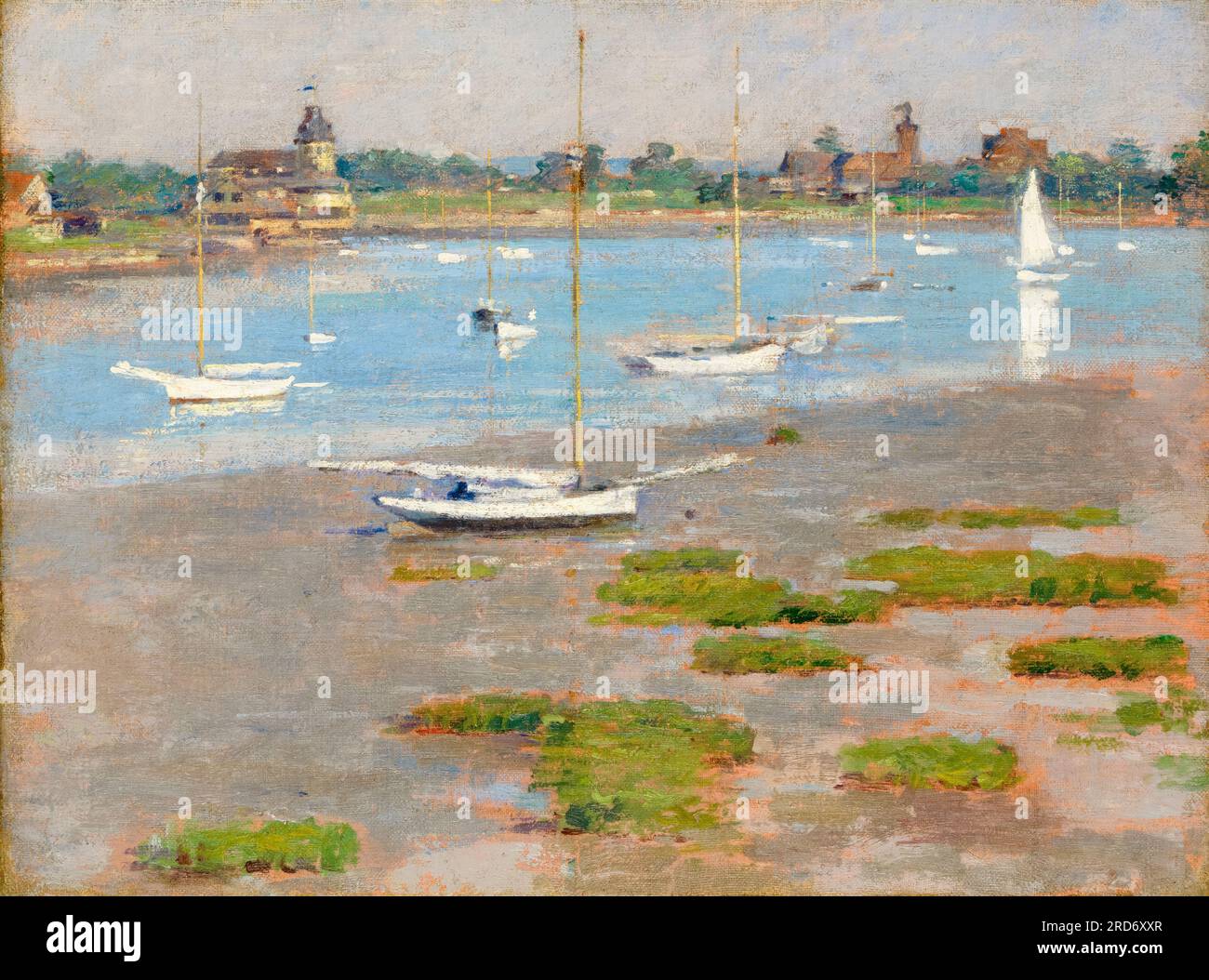 Theodore Robinson, Low Tide, Riverside Yacht Club, landscape painting ...
