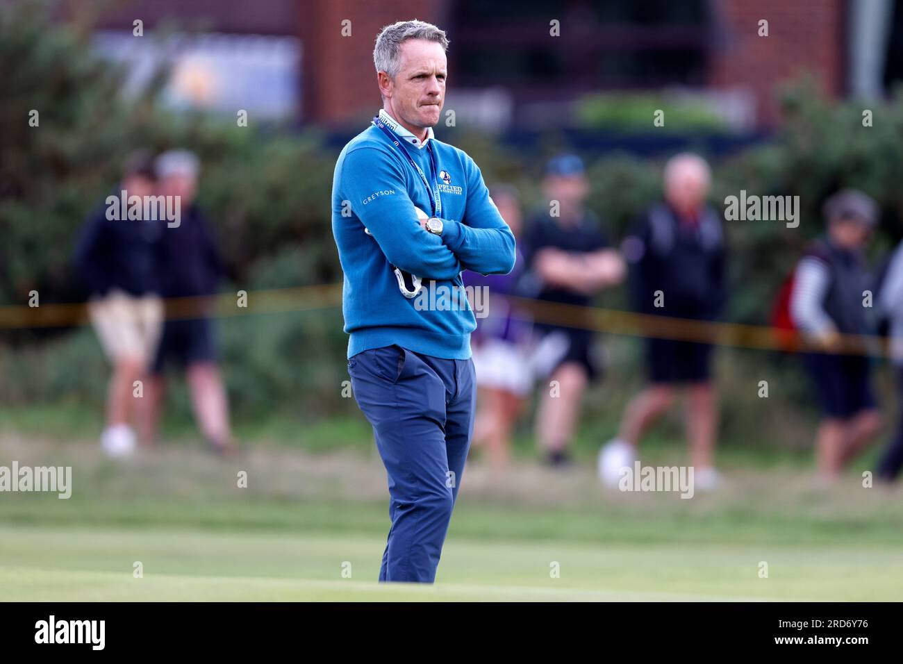 Ryder Cup captain Luke Donald looks on during a practice round ahead of ...