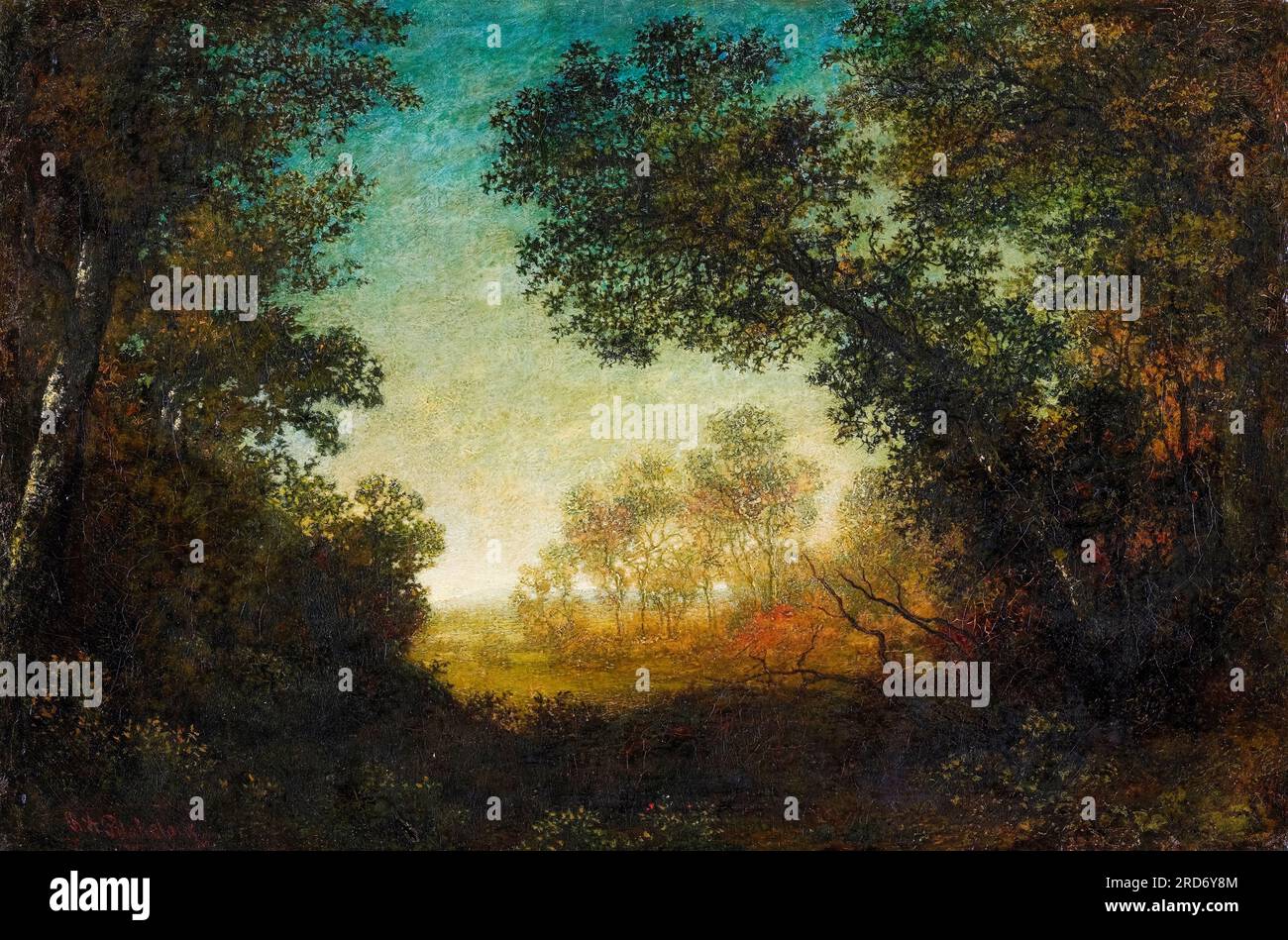 Ralph Albert Blakelock, The Vista, landscape painting in oil on canvas ...