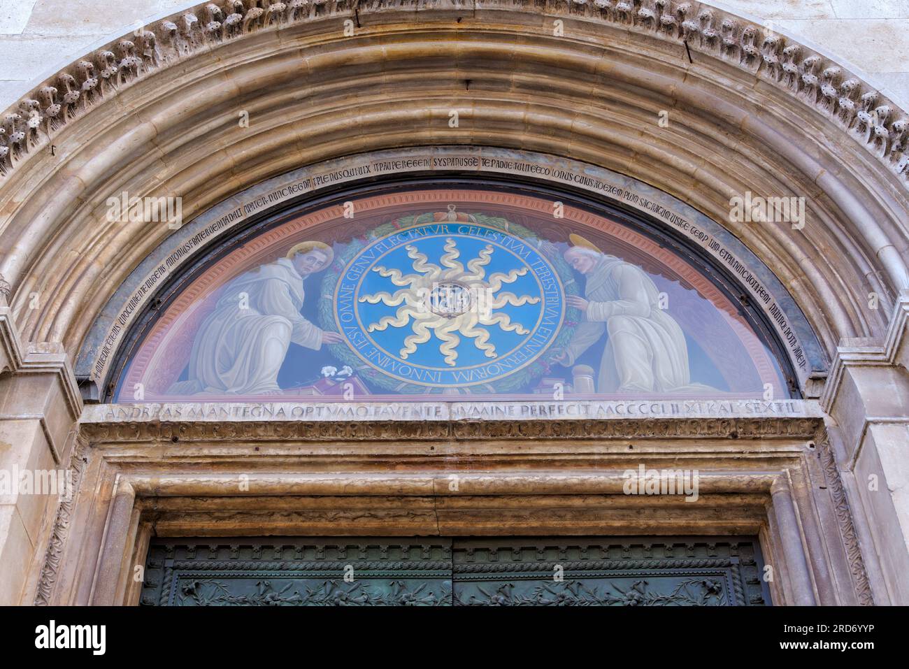 Basilica of Saint Anthony entrance door arch fresco in Padua Italy ...