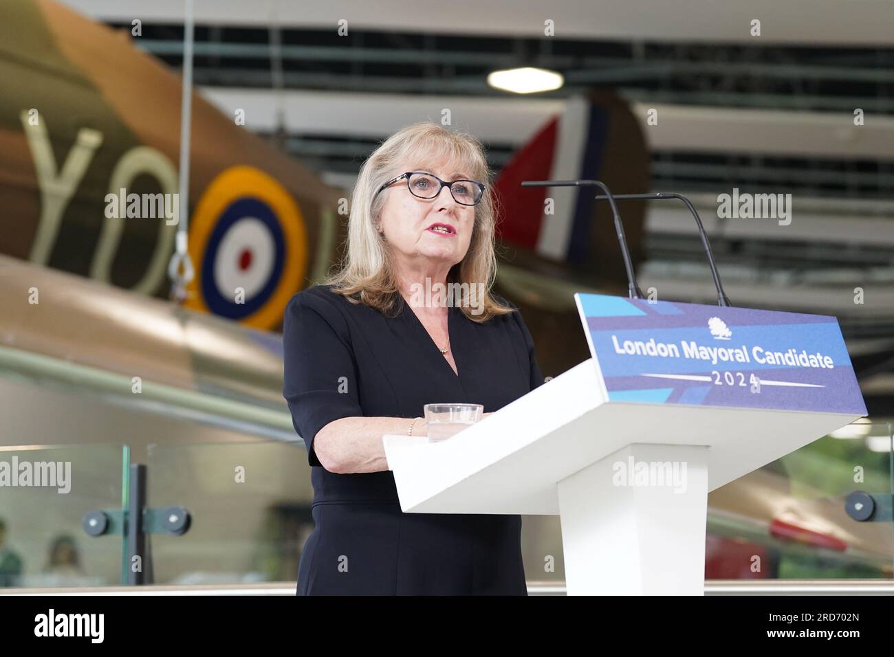 Councillor Susan Hall speaks to the media at the Battle of Britain ...