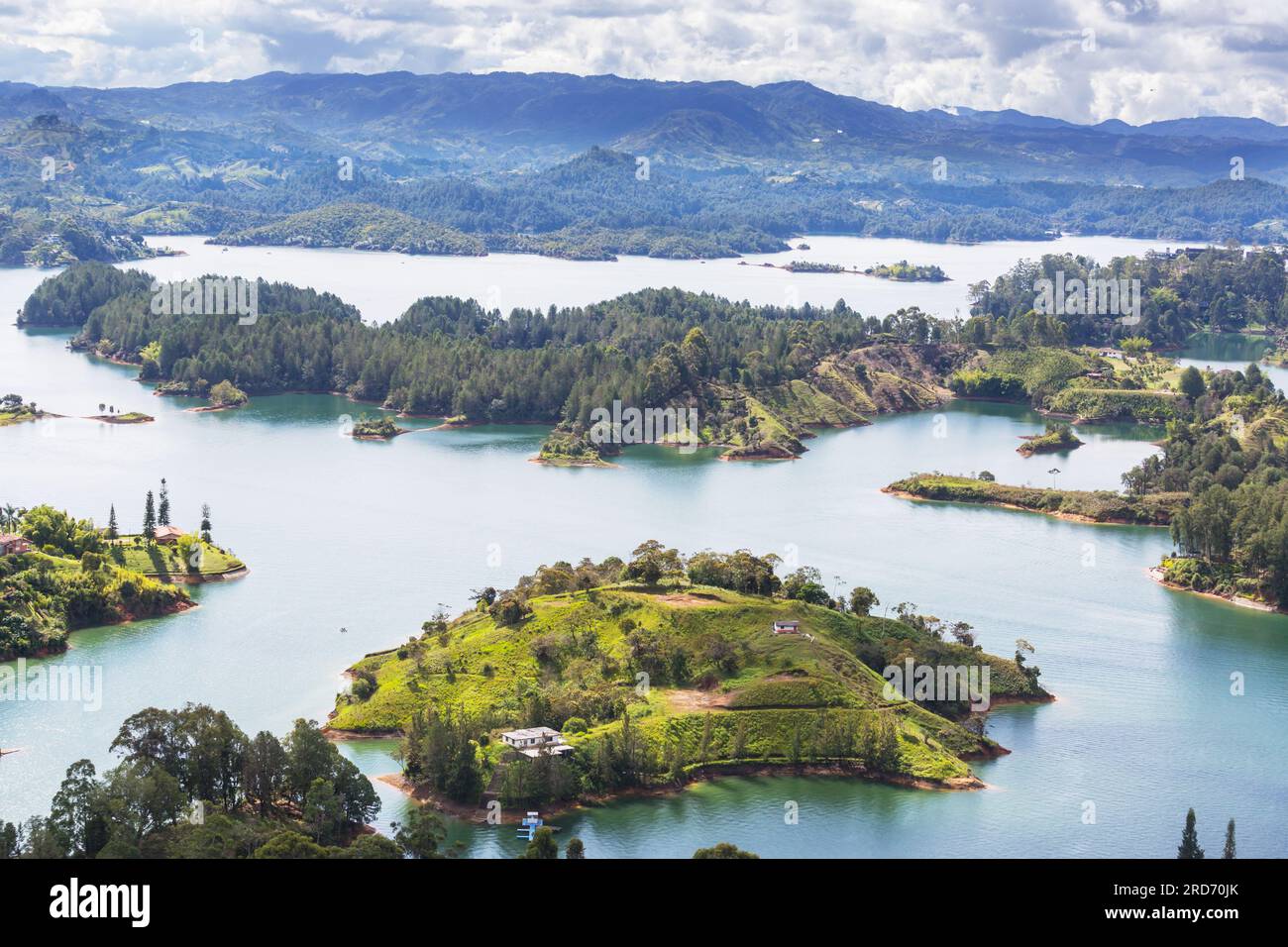 Panorama view of Guatape lake area, Colombia, South America Stock Photo ...