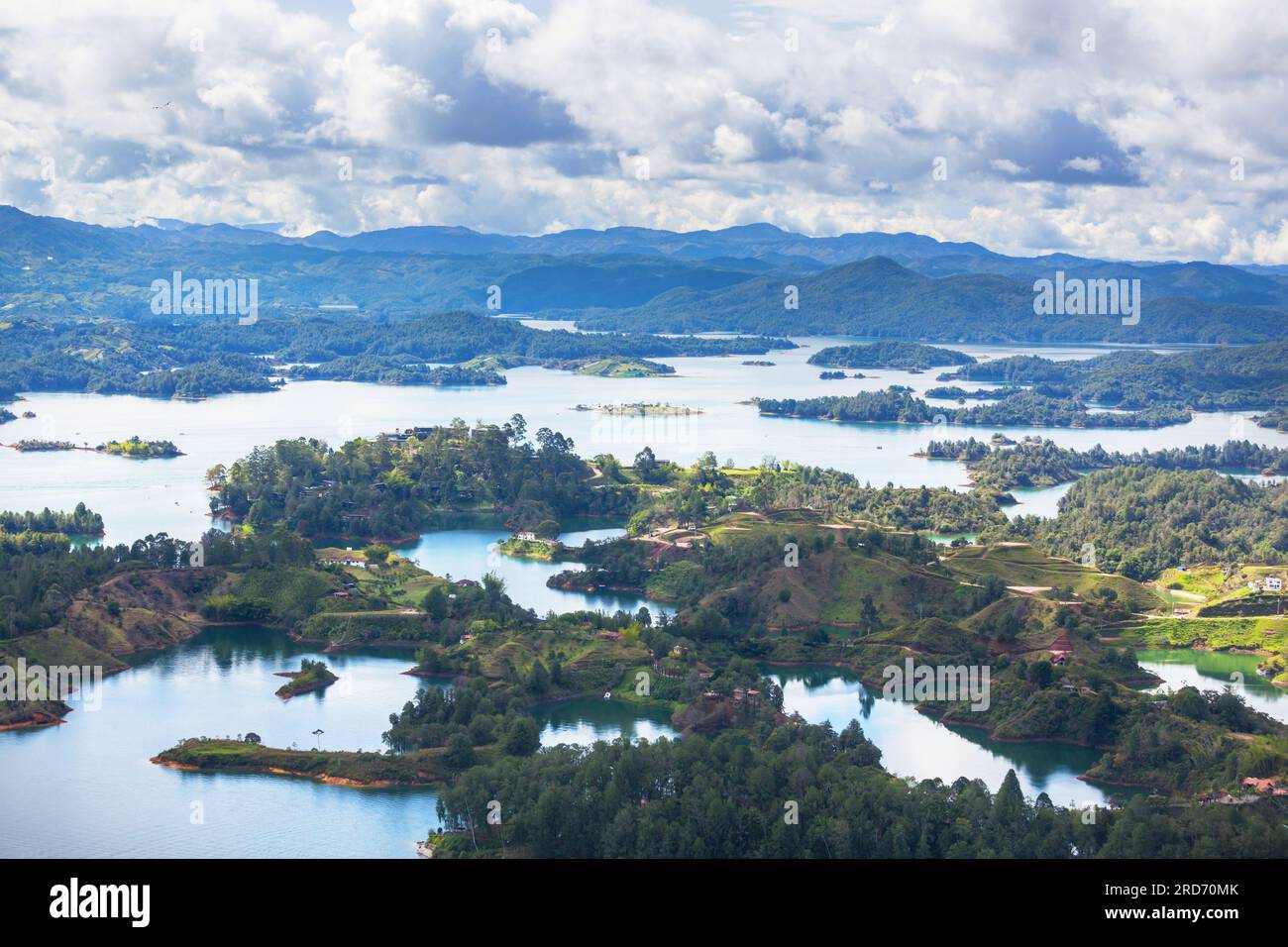 Panorama view of Guatape lake area, Colombia, South America Stock Photo ...