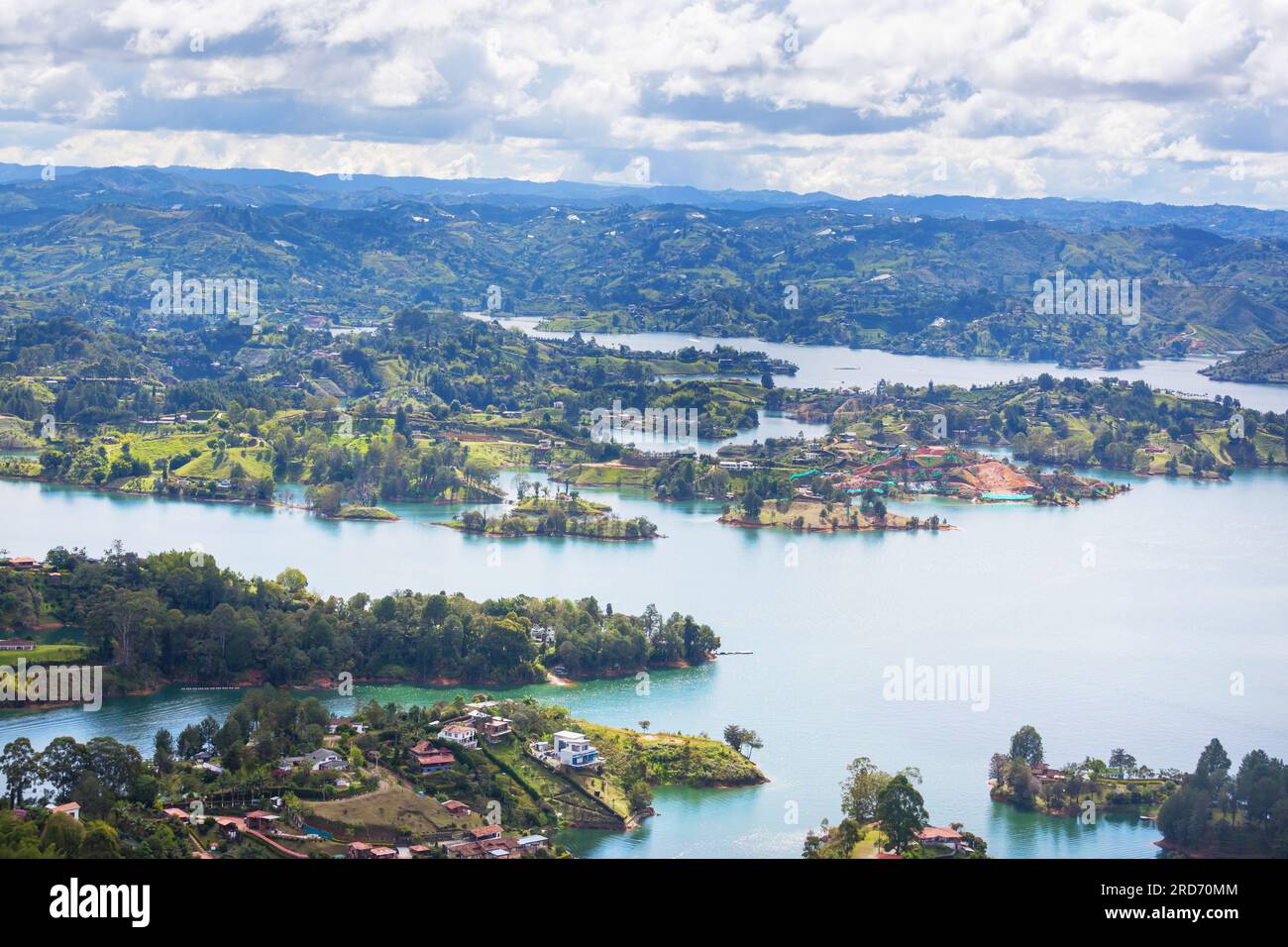 Panorama view of Guatape lake area, Colombia, South America Stock Photo ...