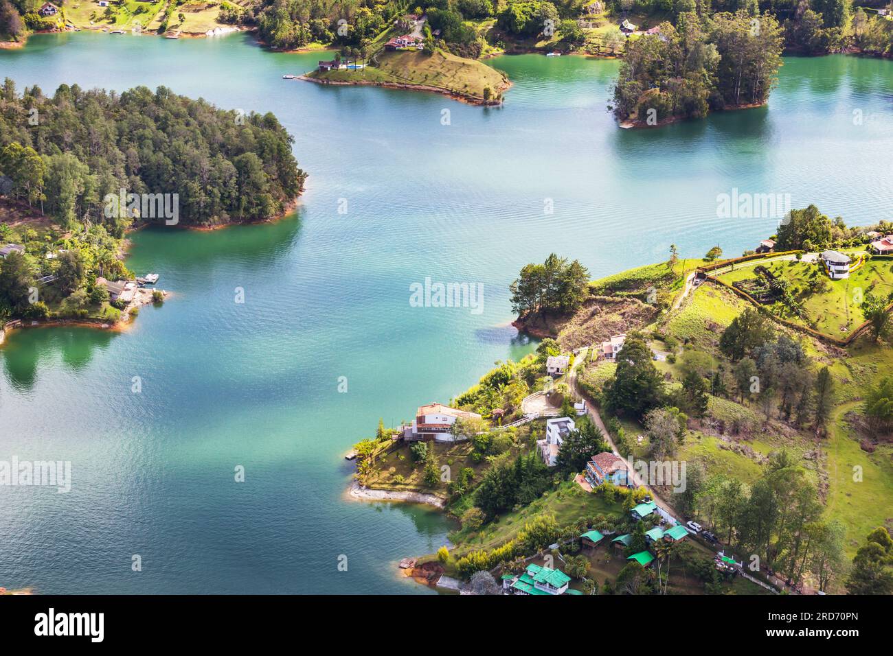 Panorama view of Guatape lake area, Colombia, South America Stock Photo ...