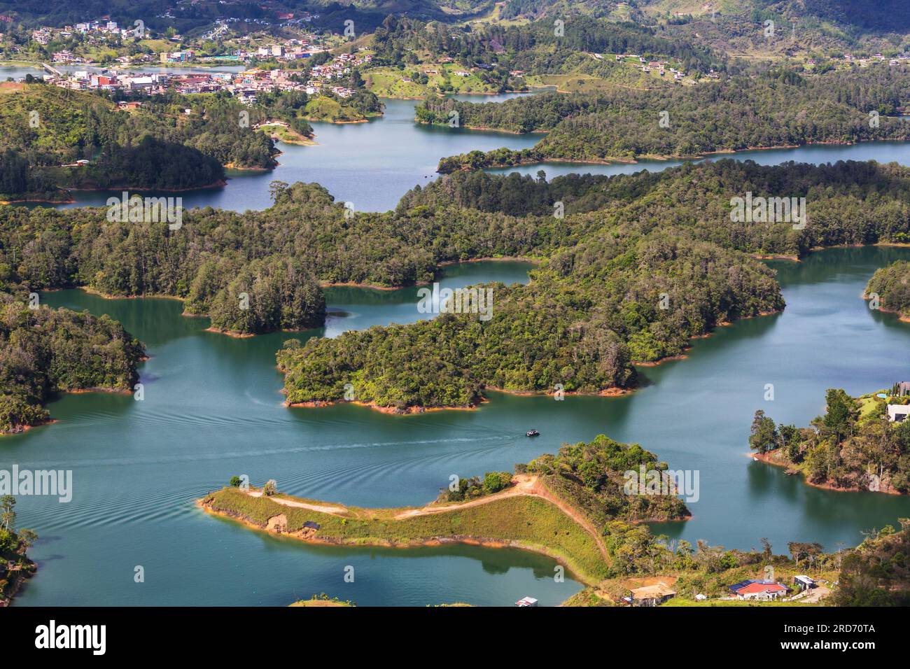 Panorama view of Guatape lake area, Colombia, South America Stock Photo ...