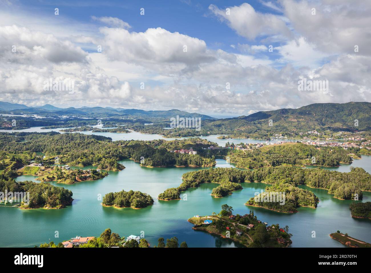 Panorama view of Guatape lake area, Colombia, South America Stock Photo ...