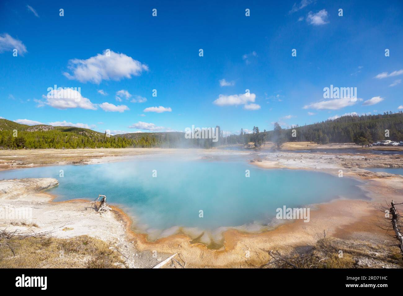 Inspiring natural background. Pools and geysers fields in Yellowstone ...