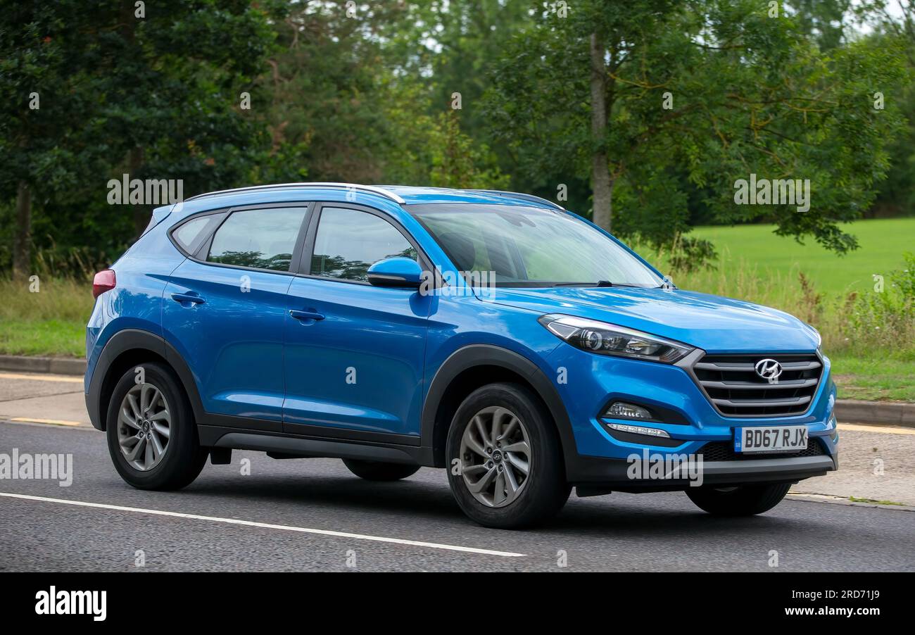 Milton Keynes,UK - July 19th 2023: 2017 blue Hyundai Tucson car ...