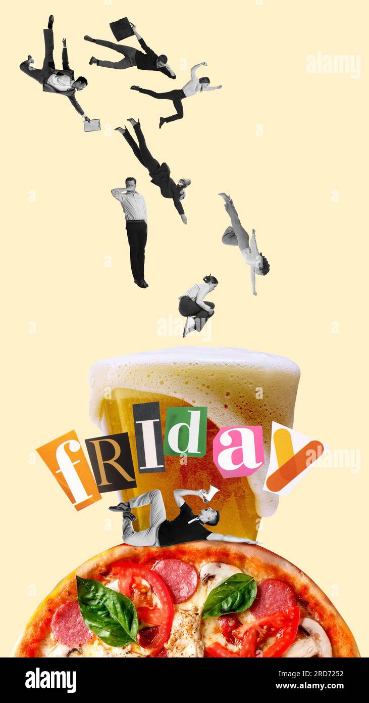 Friday relaxation after work. Young people, employees, office workers ...