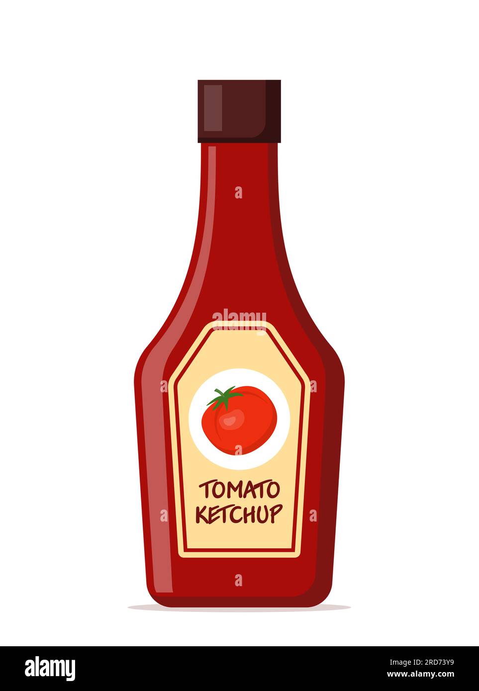 Plastic bottle of red tomato ketchup sauce with label. Vector ...