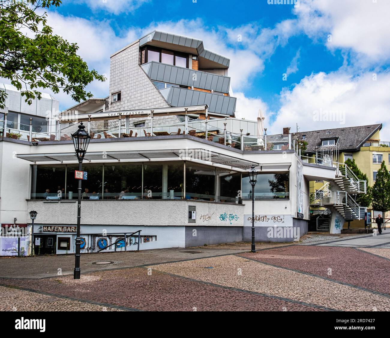 Tegeler Seeterrassen,Tegel lake terrace restaurant and bar. Modern ...
