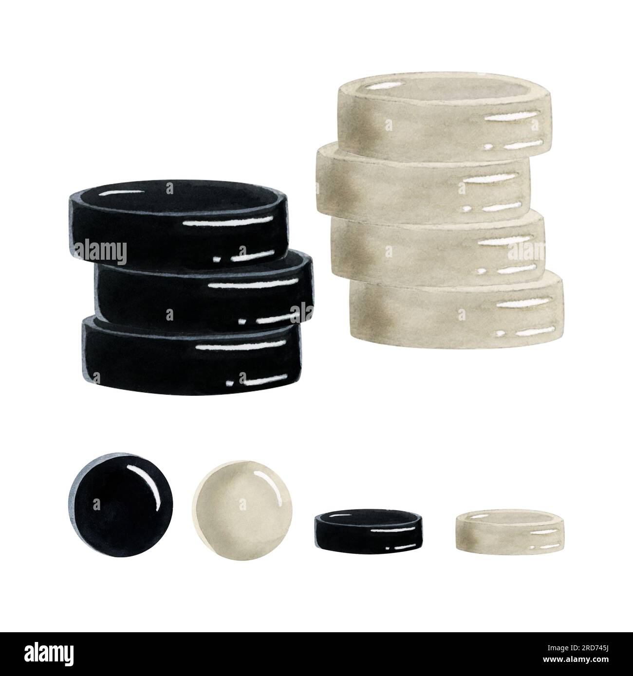 Watercolor stack of checkers illustration set isolated on white ...