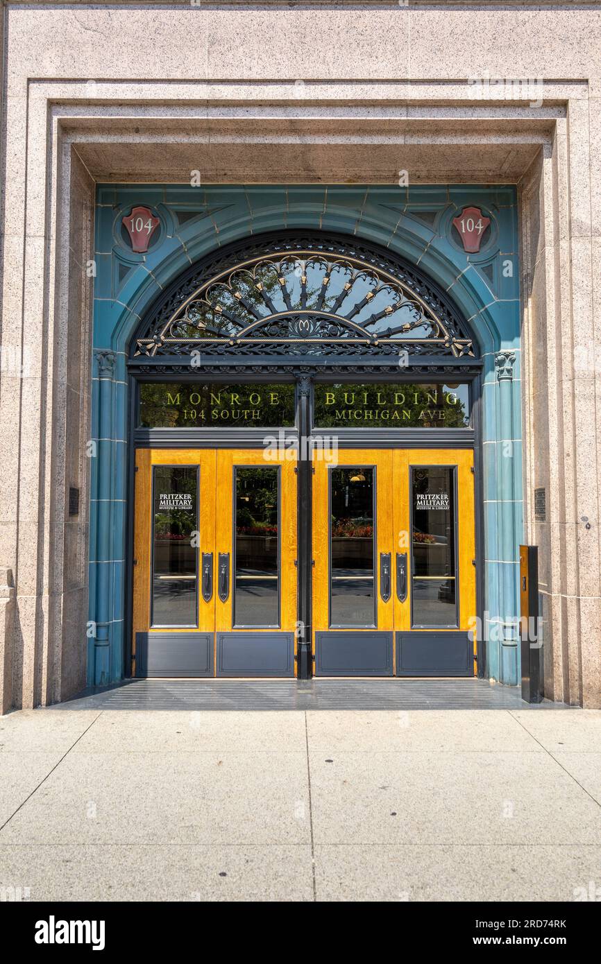Entrance Doors To Vintage Skyscraper In Chicago, The Monroe Building ...