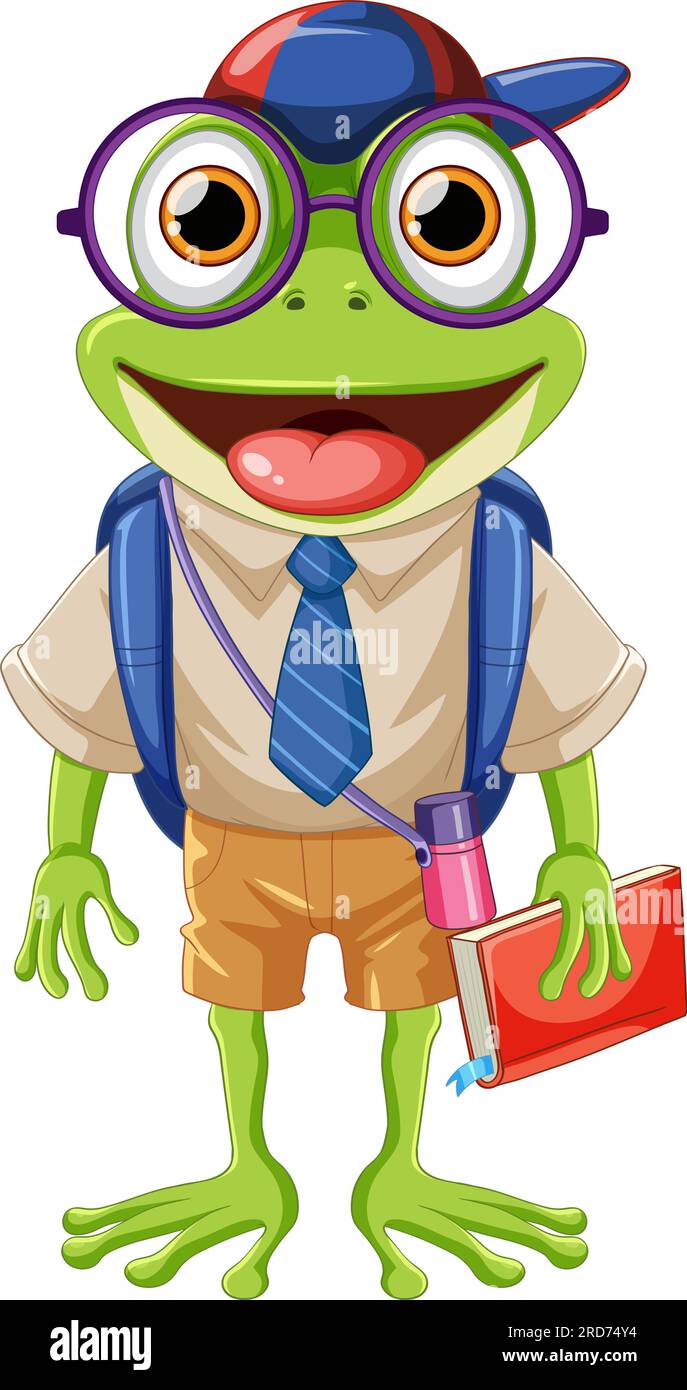Student Frog Cartoon Character illustration Stock Vector Image & Art ...