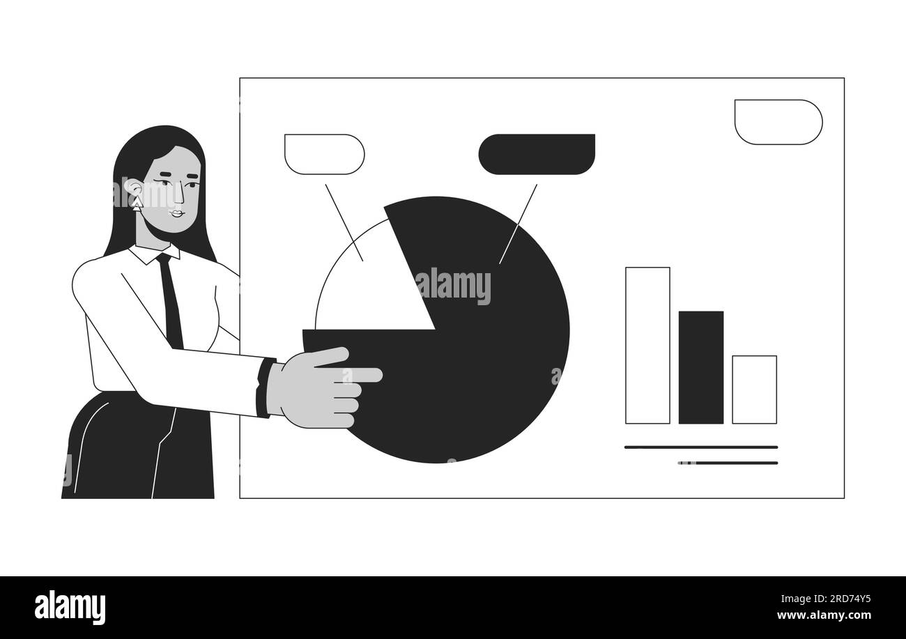 Business presentation woman bw concept vector spot illustration Stock ...