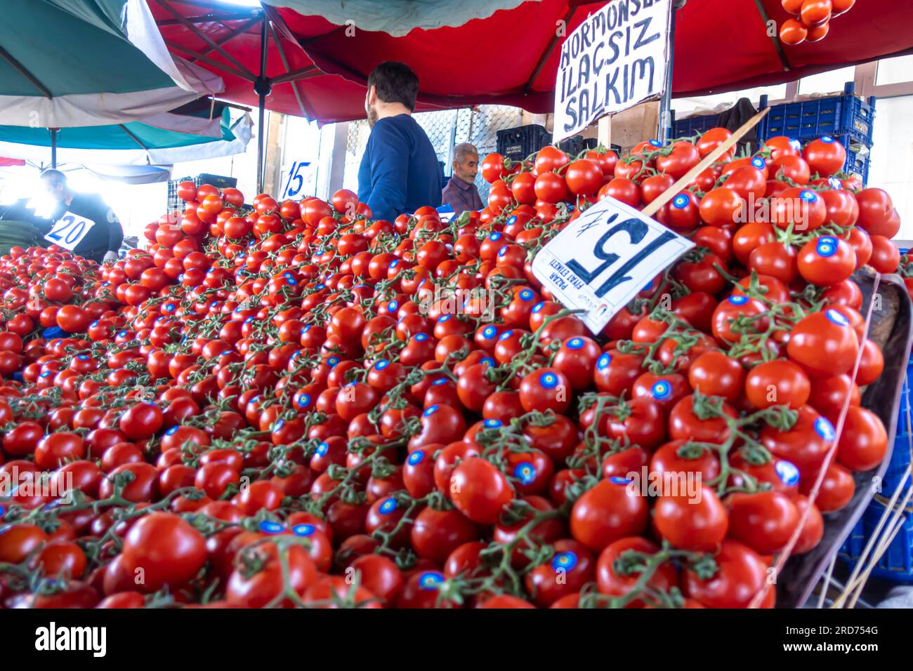 Turkish Tomatoes sold at street market Ürgüp/Nevşehir Cappadocia Turkey ...