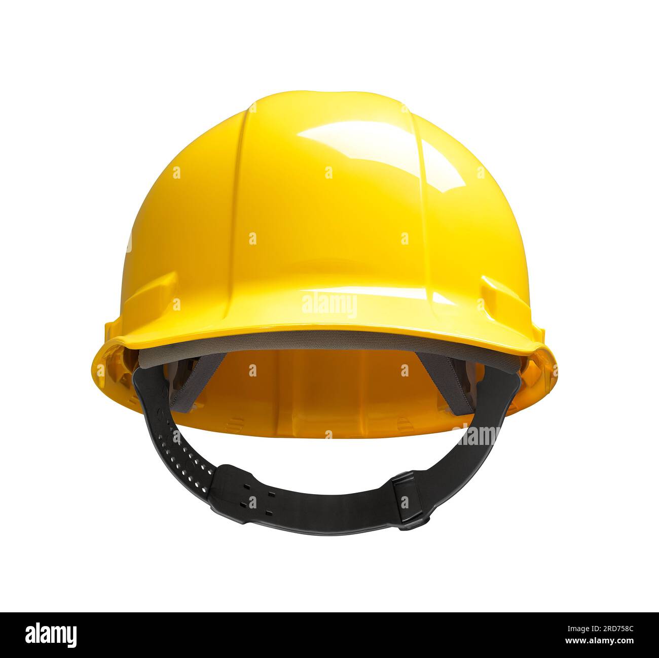 Front view of yellow safety helmet isolated - clipping path included ...
