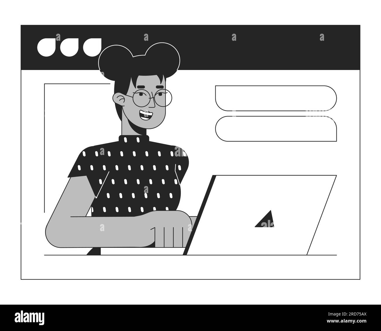 Black woman on web meeting bw concept vector spot illustration Stock Vector Image & Art - Alamy
