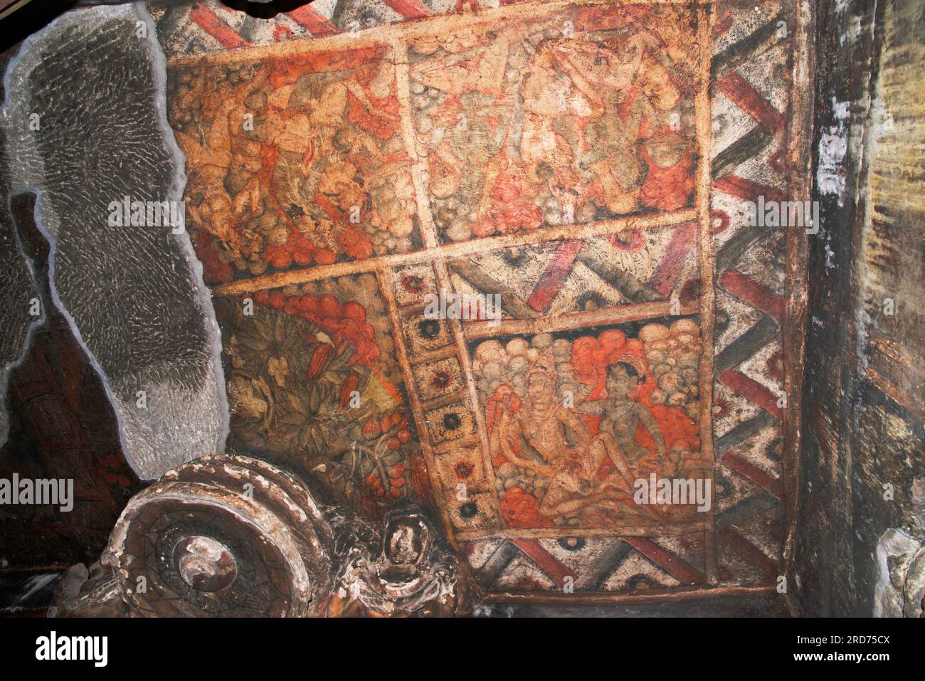 Ellora Cave 33 right wing ceiling of Mandapa showing human figures in ...