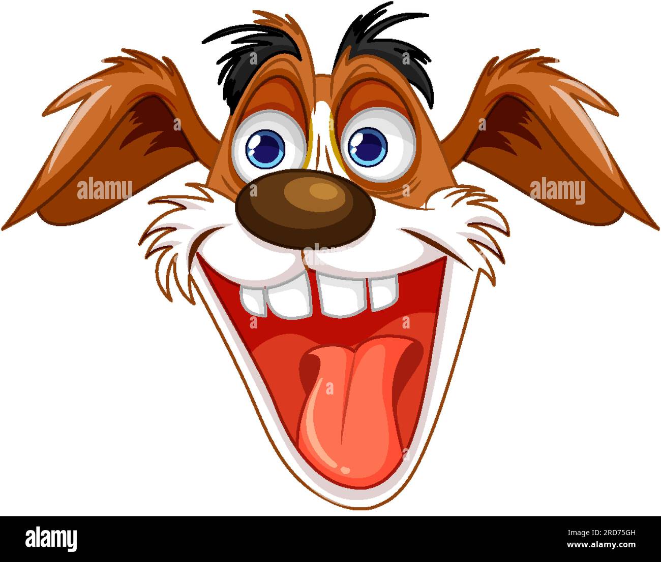 Cute playful crazy dog cartoon head illustration Stock Vector Image ...