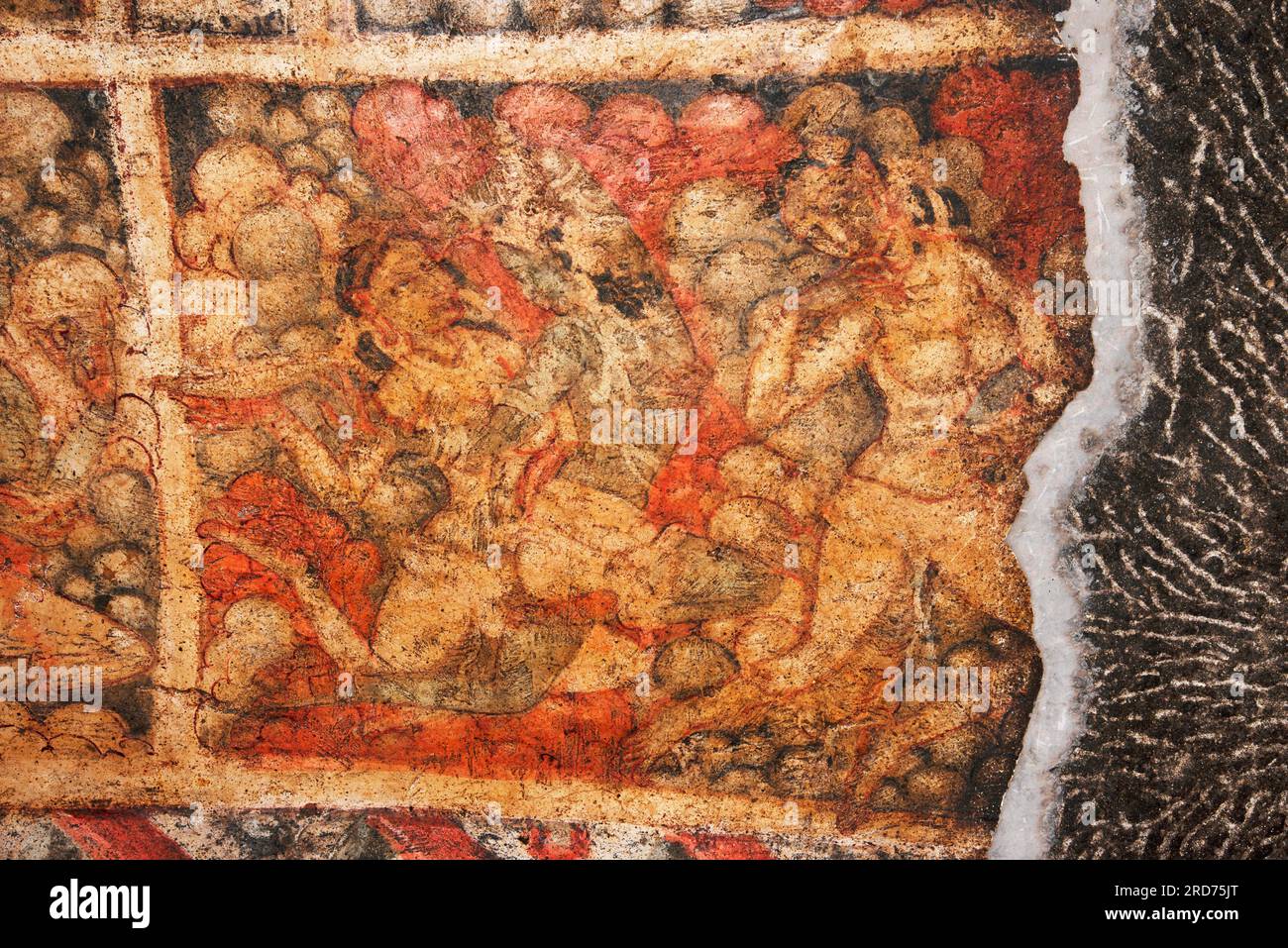 Ellora Cave 33 right wing ceiling of subsidiary shrine showing painting ...