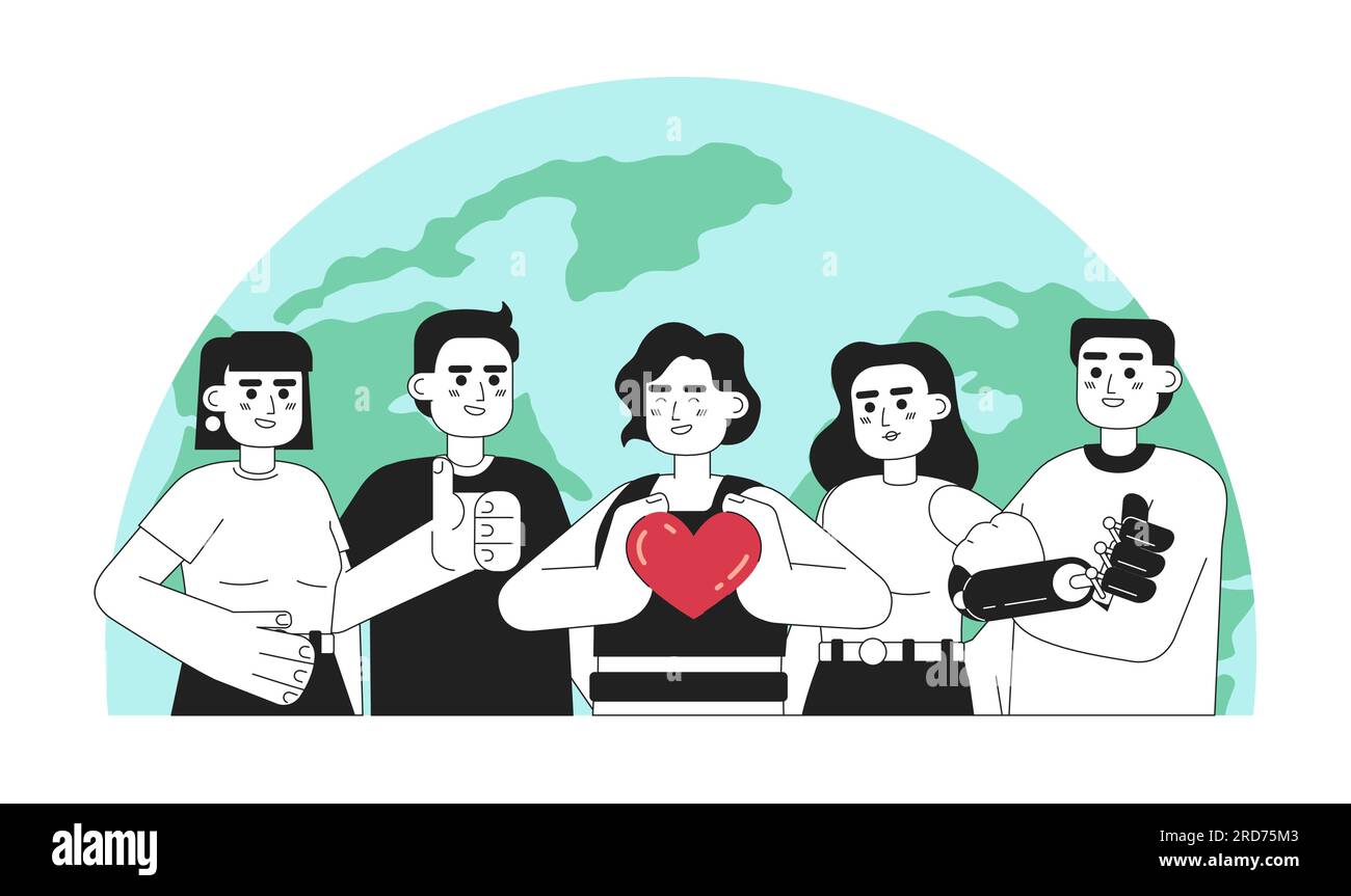 People diversity and inclusivity monochrome concept vector spot ...