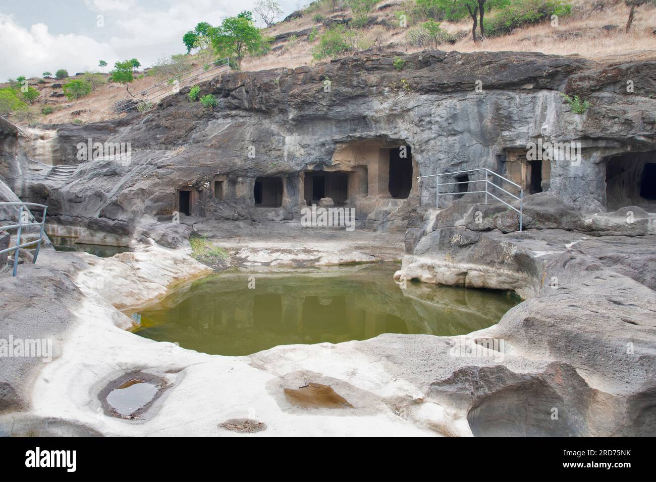 Ellora - General-View of the Brahmanical caves above the Jain group ...