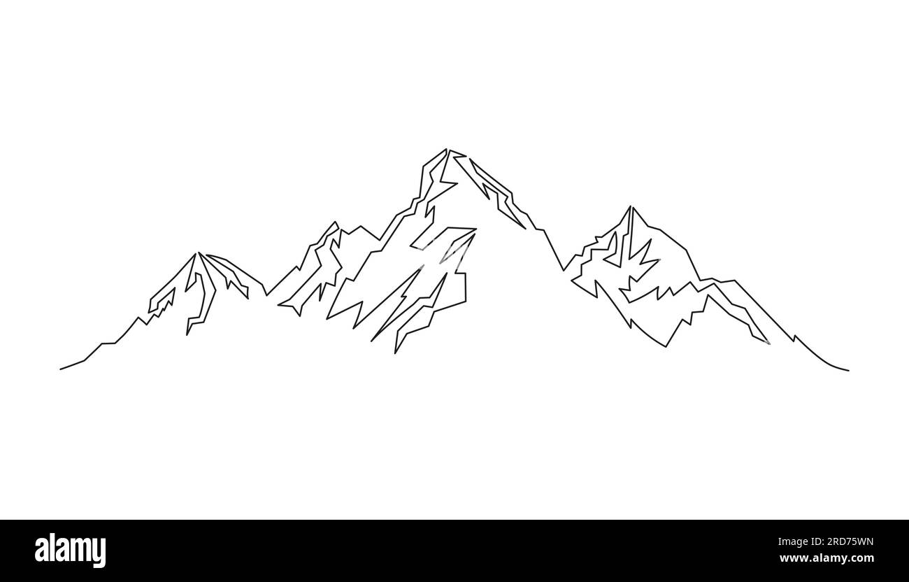 Mountain landscape in one line. One continuous mountain line Stock ...