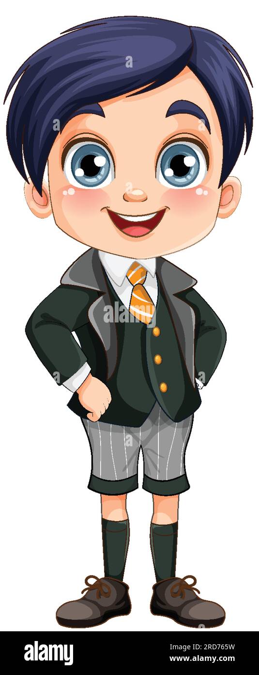 Student Boy in Uniform Cartoon Character illustration Stock Vector ...