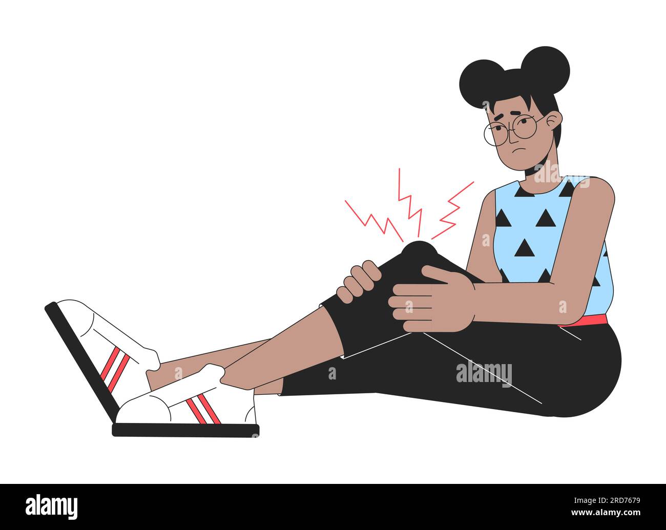 Woman with knees trauma flat line color vector character Stock Vector ...