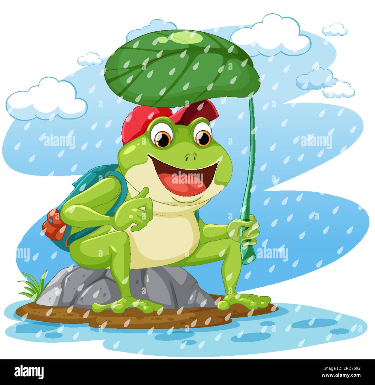 Illustration cartoon frog umbrella Stock Vector Images - Alamy