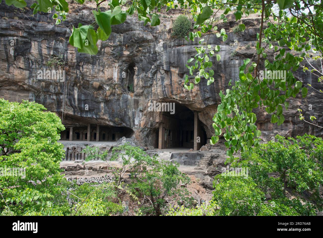 Pitalkhora- General View of Chaitya No.3 & adjacent Vihara No.4 ...