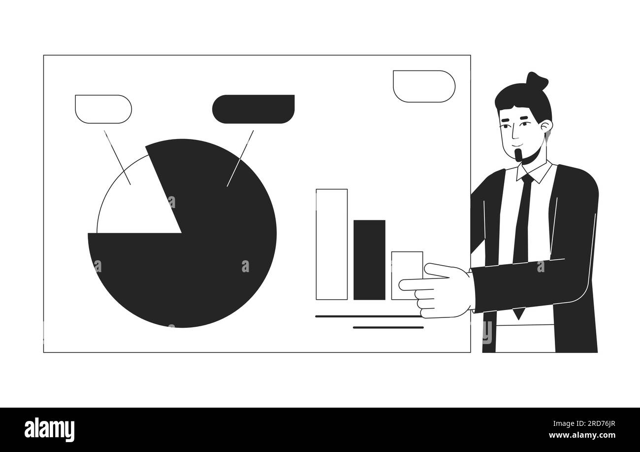 Presentation business man bw concept vector spot illustration Stock ...