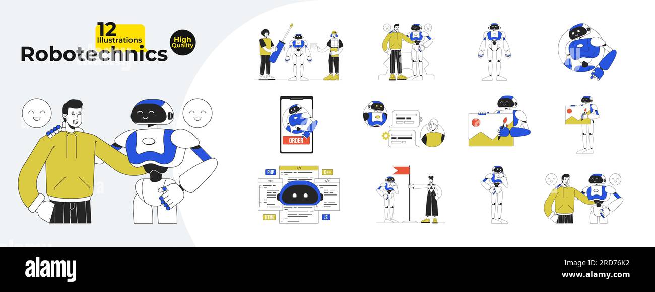 Robotechnics flat line concept vector spot illustrations bundle Stock Vector Image & Art - Alamy