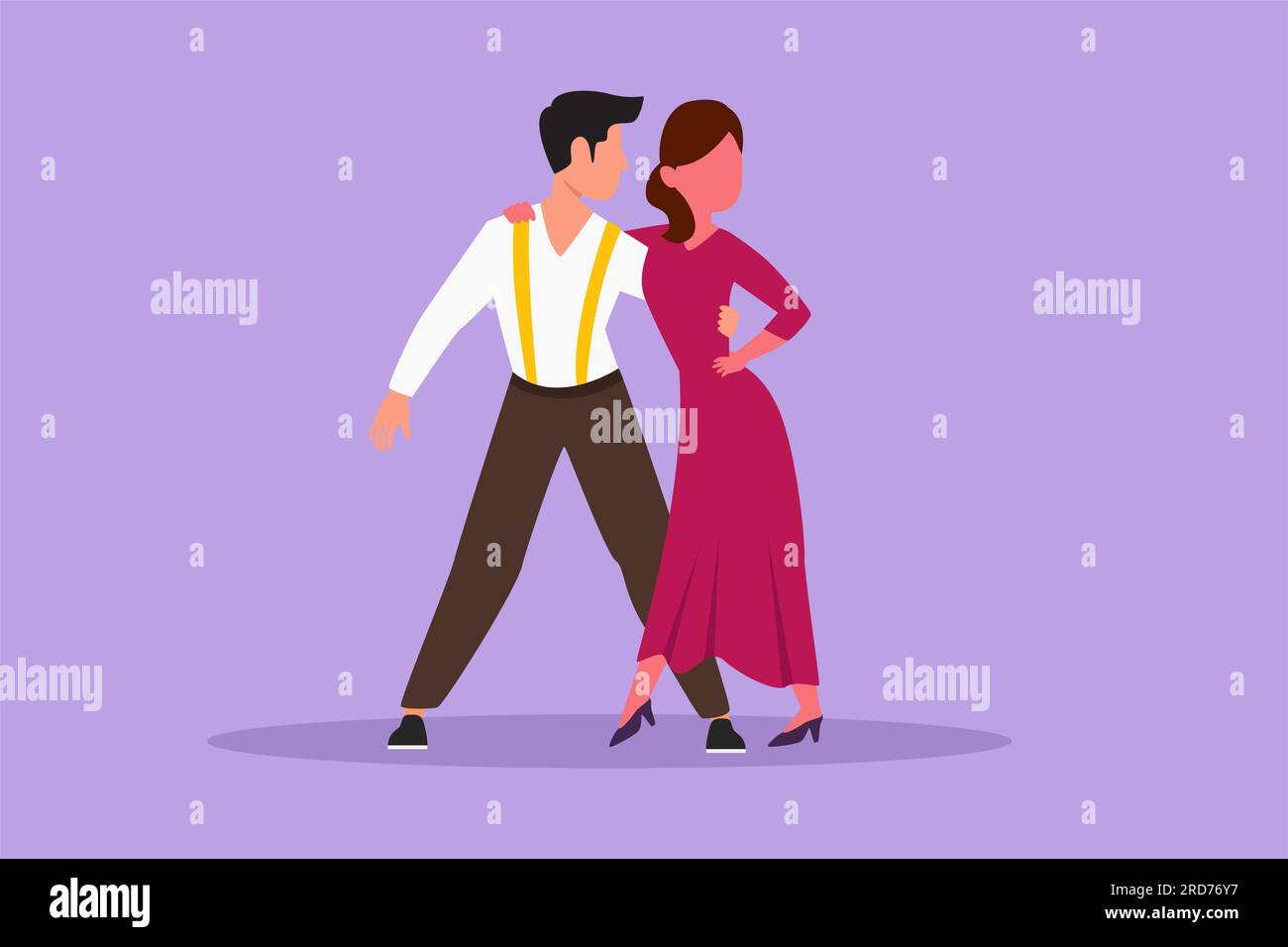 Character Flat Drawing Young People Dancing Salsa Happy Man And Woman