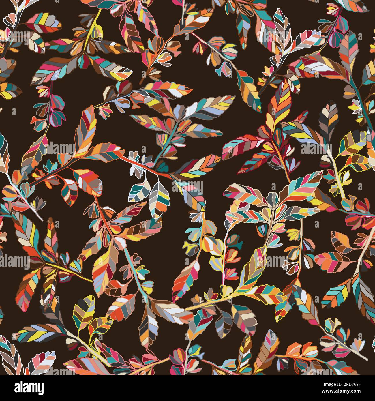 Modern exotic flowers and leaves seamless pattern . Fashionable ...