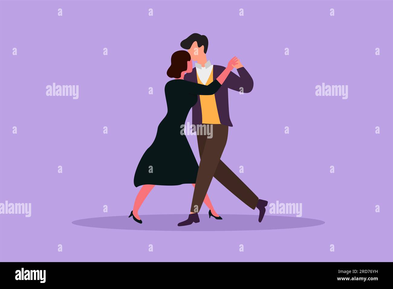 Graphic flat design drawing attractive man and woman romantic ...